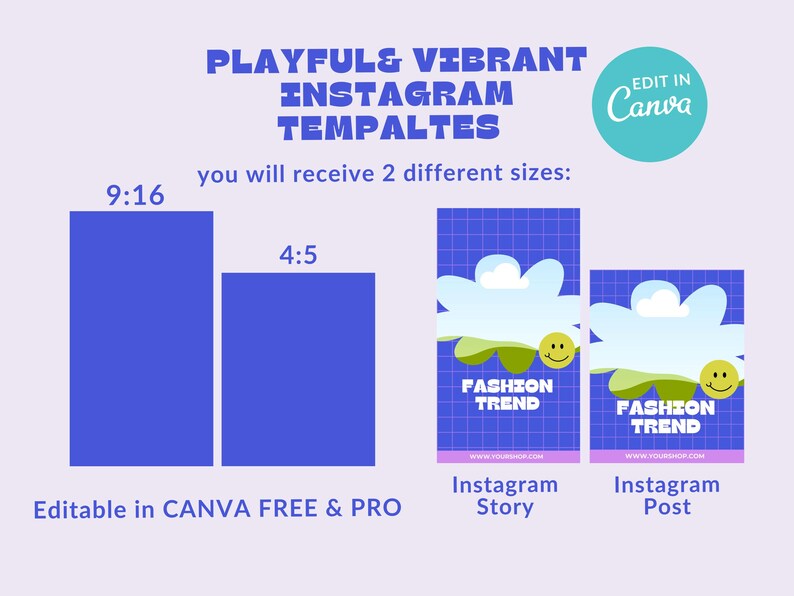 Bold Minimalist Instagram Post Stories Templates | Editable Vibrant ...
