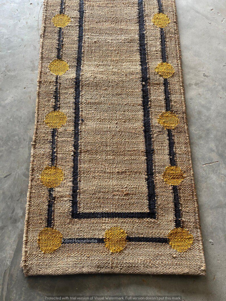 Handwoven Stair Jute Runner Rug, Natural Fiber Hallway Carpet, Long ...