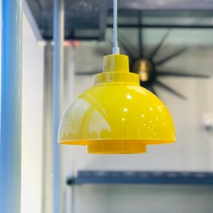 Vintage 60s Yellow Plastic Pendant Light, Minisol Light Designed by K ...