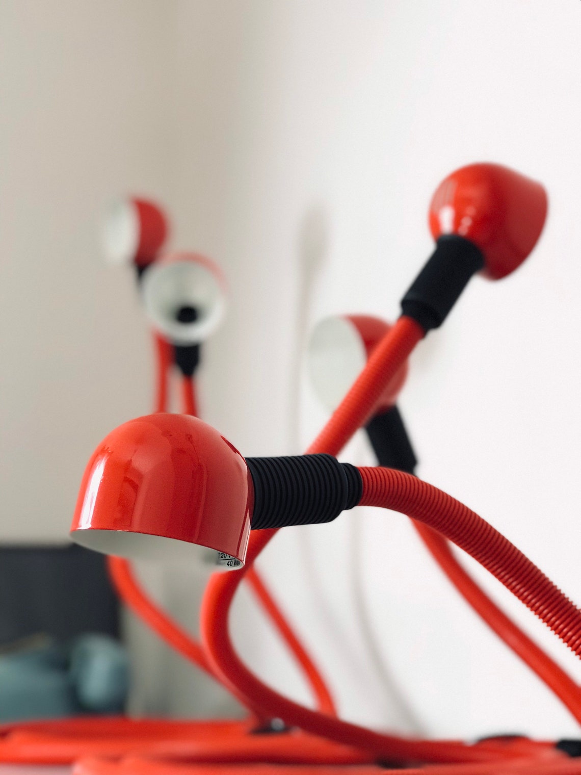 80s Nuova Veneta Lumi Table Lamp Red Adjustable Lamp Red - Etsy