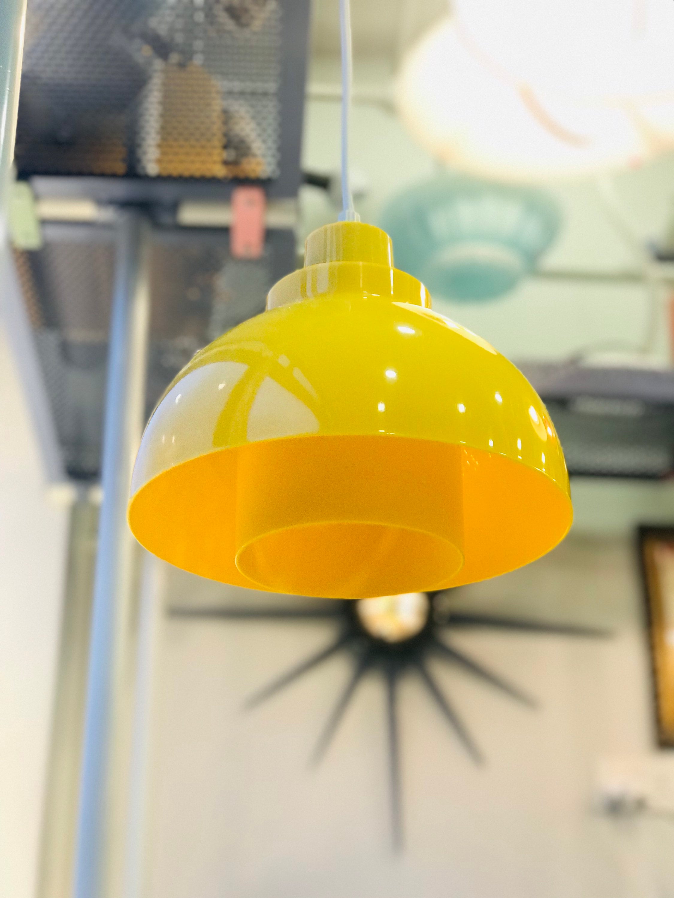 Vintage 60s Yellow Plastic Pendant Light Minisol Light - Etsy