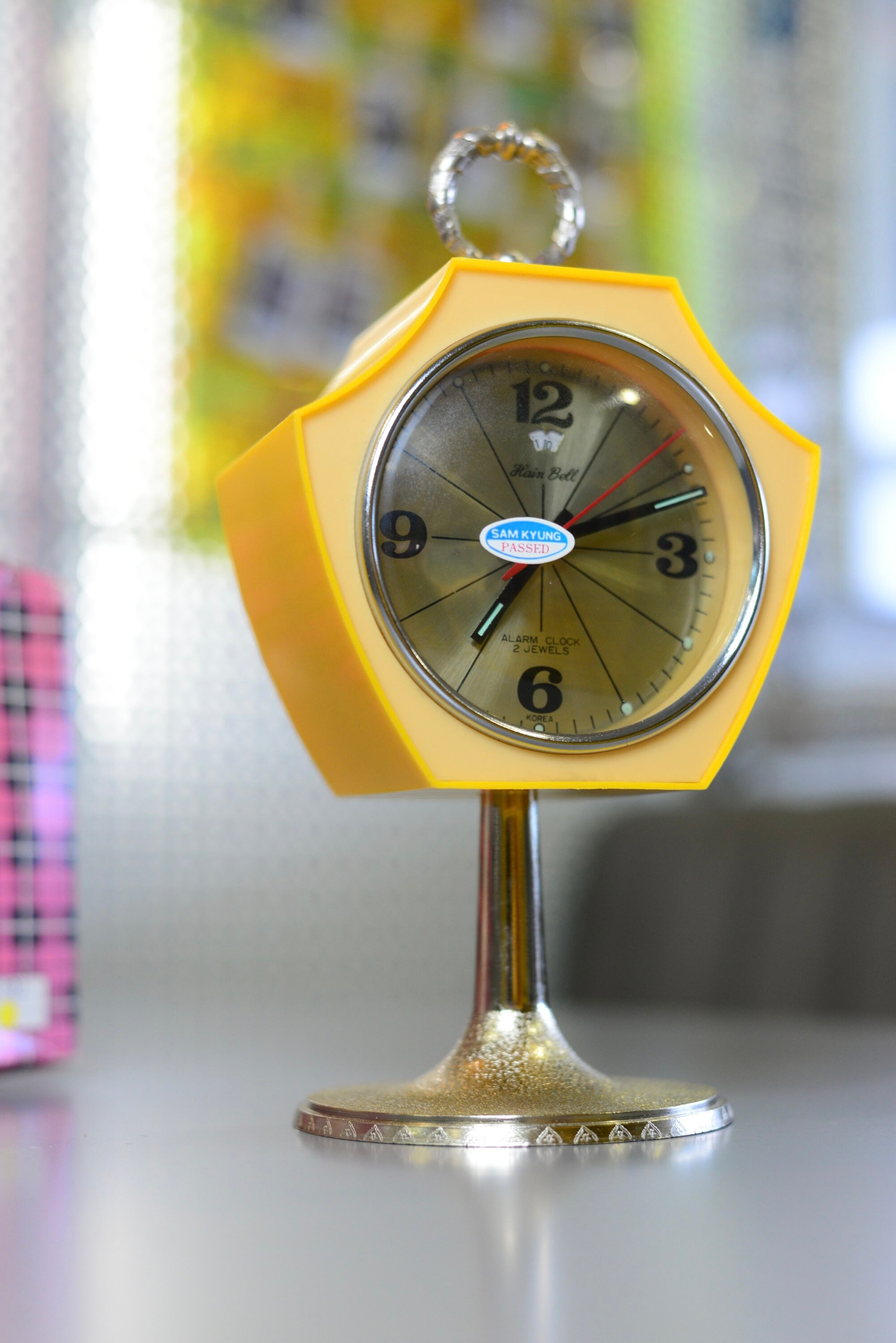 Hain Bell Yellow Alarm Clock 2 Jewels Sam Kyung Time Co. Ltd. Made in ...
