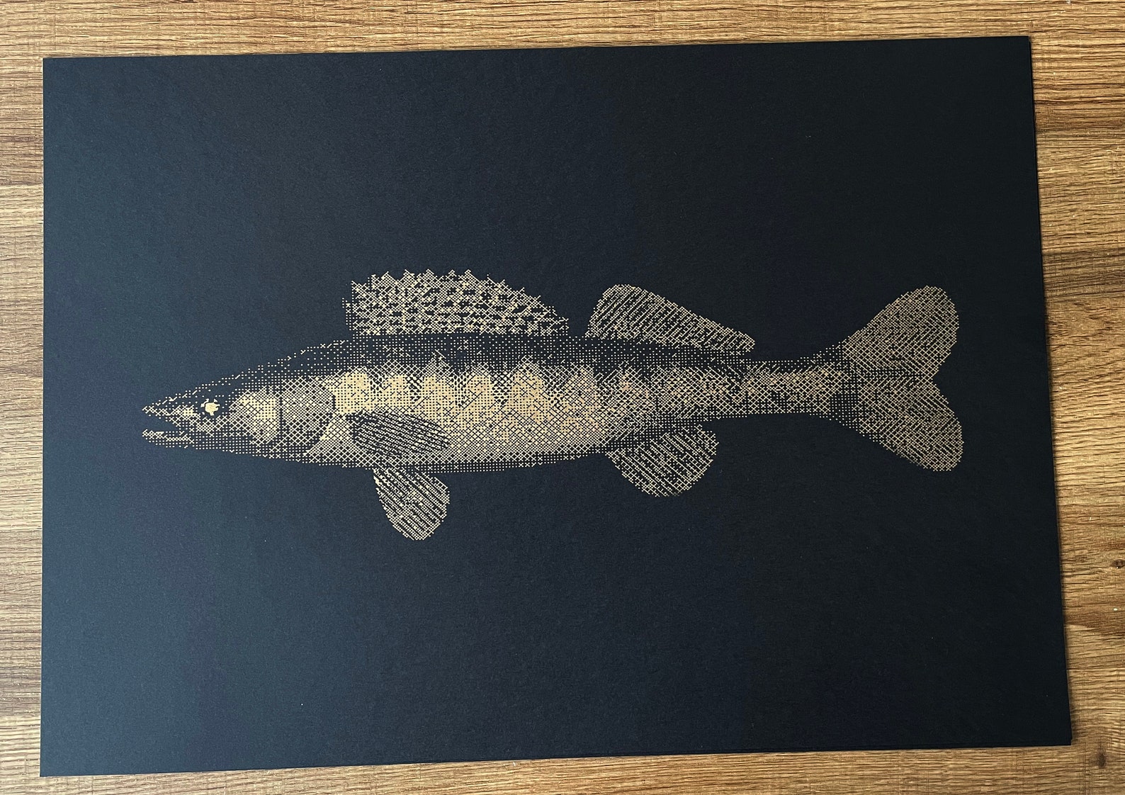 Zander Riso Print A3 Gold on Black Risograph Fish Fishing Pike Perch ...