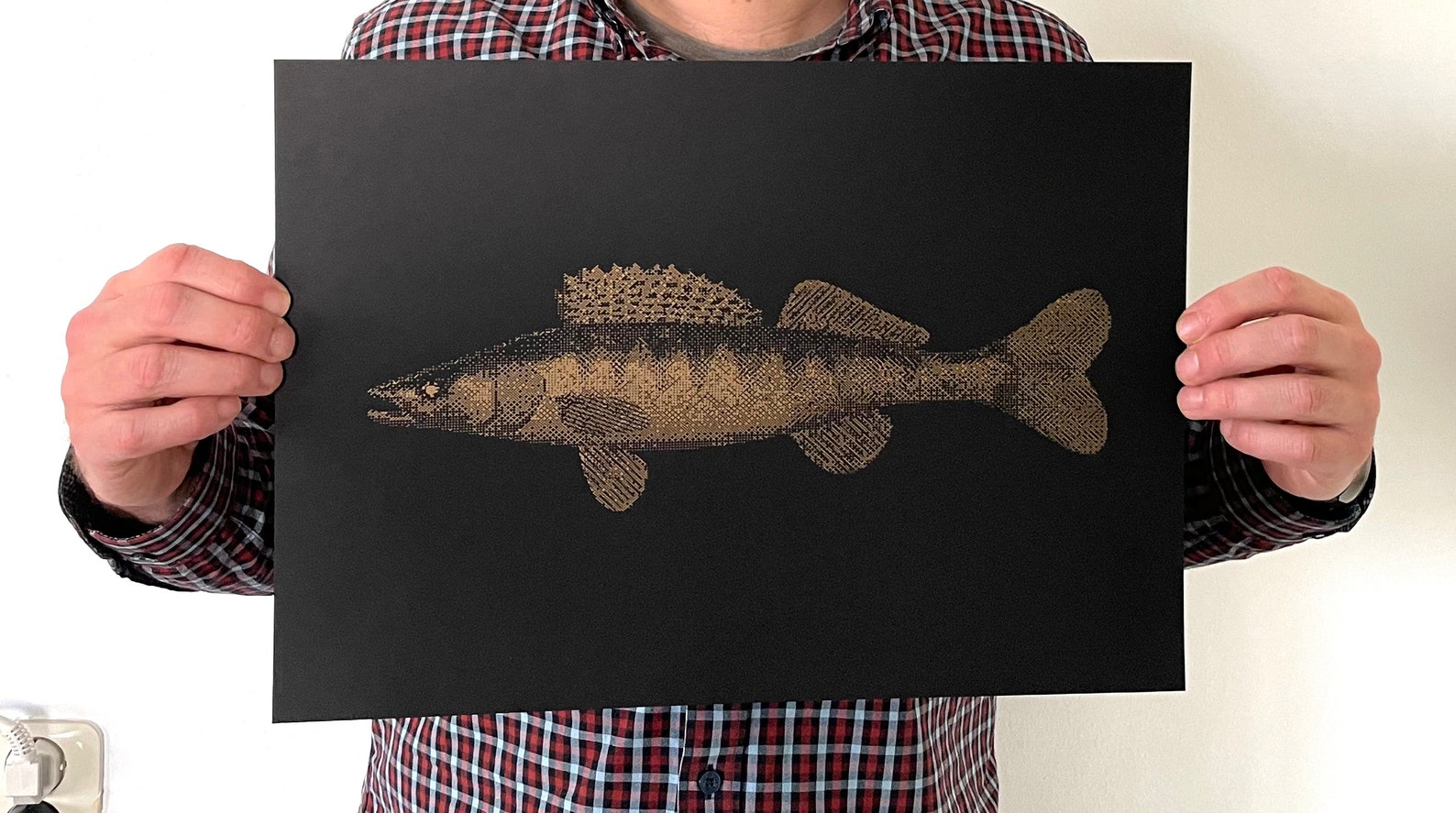 Zander Riso Print A3 Gold on Black Risograph Fish Fishing Pike - Etsy