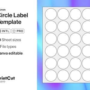 Circle Template 45mm A4, A5, A6 Blank Circle Label Sticker Sheet Cut ...