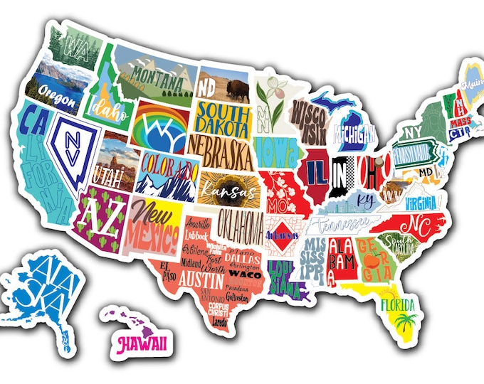 Rv State Sticker Travel Map 23x14 Inch Large Visited USA States Map ...
