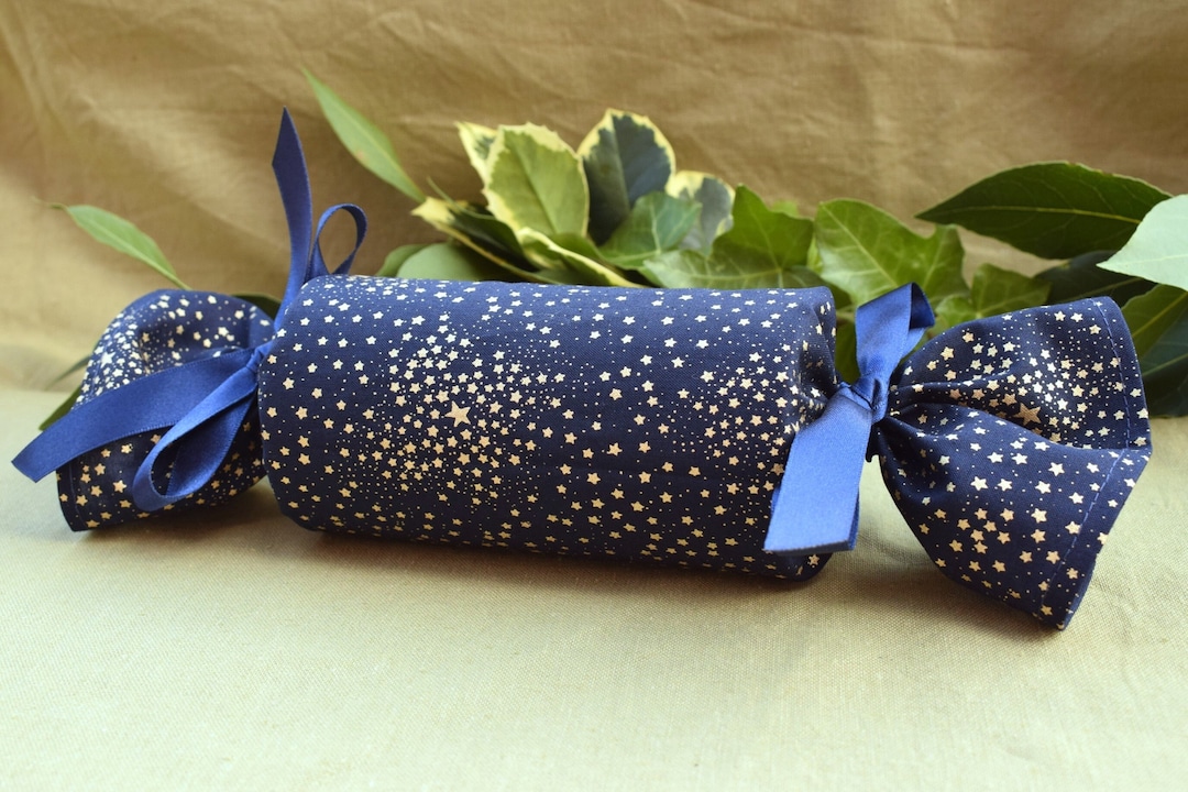 Reusable Christmas Crackers Fabric Sustainable Eco Friendly Navy Blue ...
