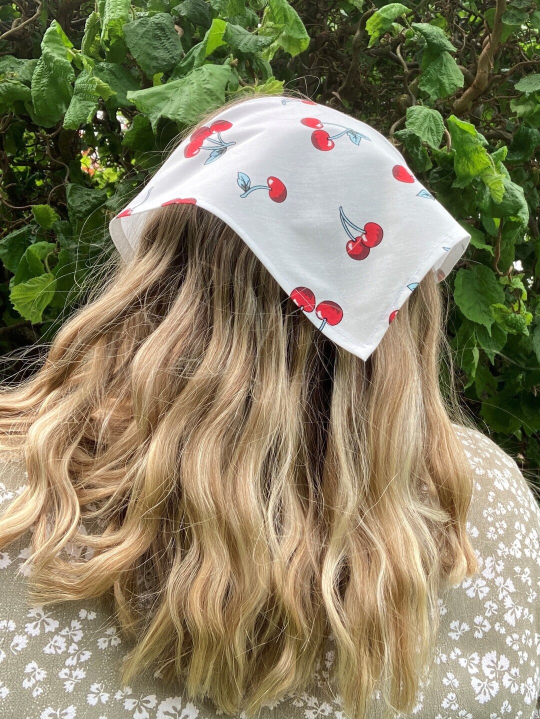 Cherry Print Cottagecore Triangle Head Scarf Bandana Headband - Etsy