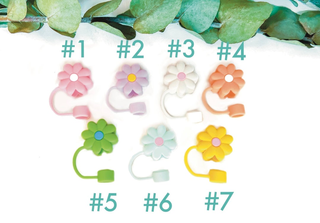 Daisy Straw Toppers/ Flower Tumbler Toppers/ Flower Straw Covers/ Cup ...