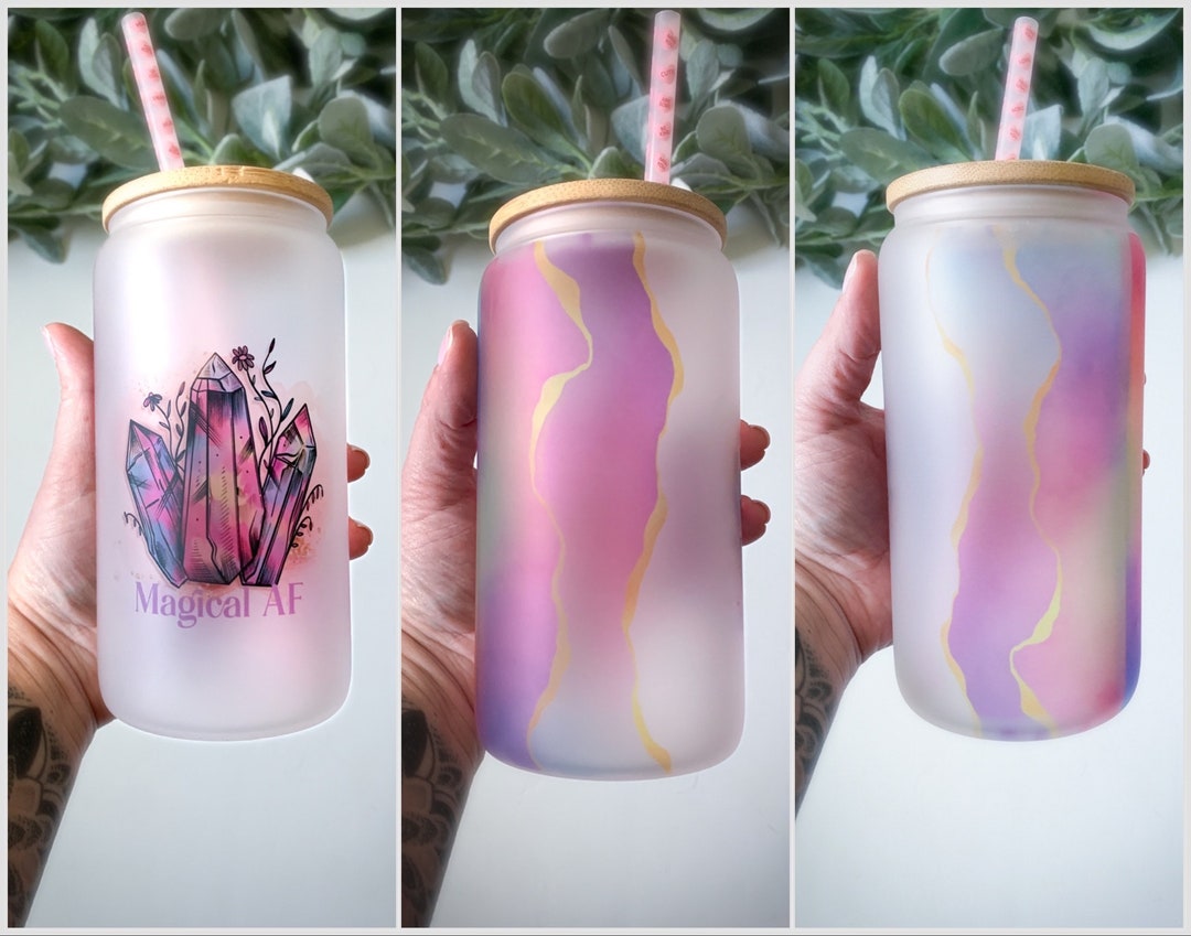 Crystal Cup Magical AF/ Libbey Cup/floral Beer Can Cup/ Glass Beer Can ...
