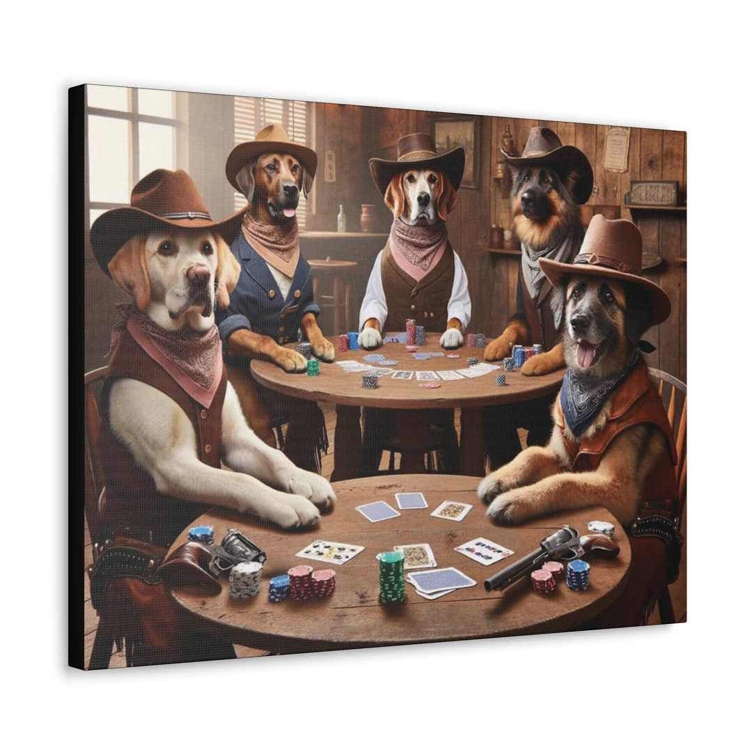 Vintage-inspired Dogs Playing Poker Canvas Art, Rustic Wall Decor for ...