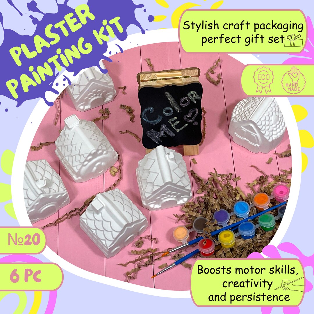 Paint Your Own Craft Gnome Houses, Plaster Craft Kit, Kids Activity Set, DIY Gift Box, Plaster ...