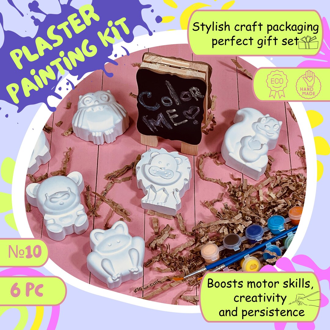Paint Your Own Craft Fun Animals Set - DIY Gift Box, Plaster of Paris ...