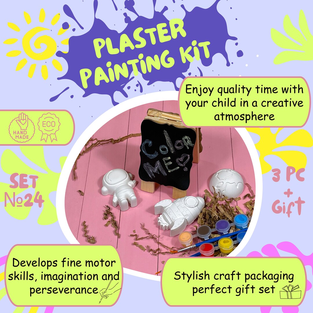 DIY Plaster Painting Moulds for Kids Astronaut, Planets, Rocket Set of ...