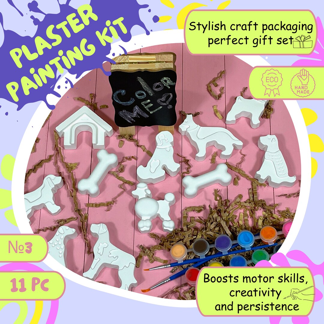 Paint Your Own Craft Dogs, Plaster Paint Set, Kids Activity Box, Enjoy ...