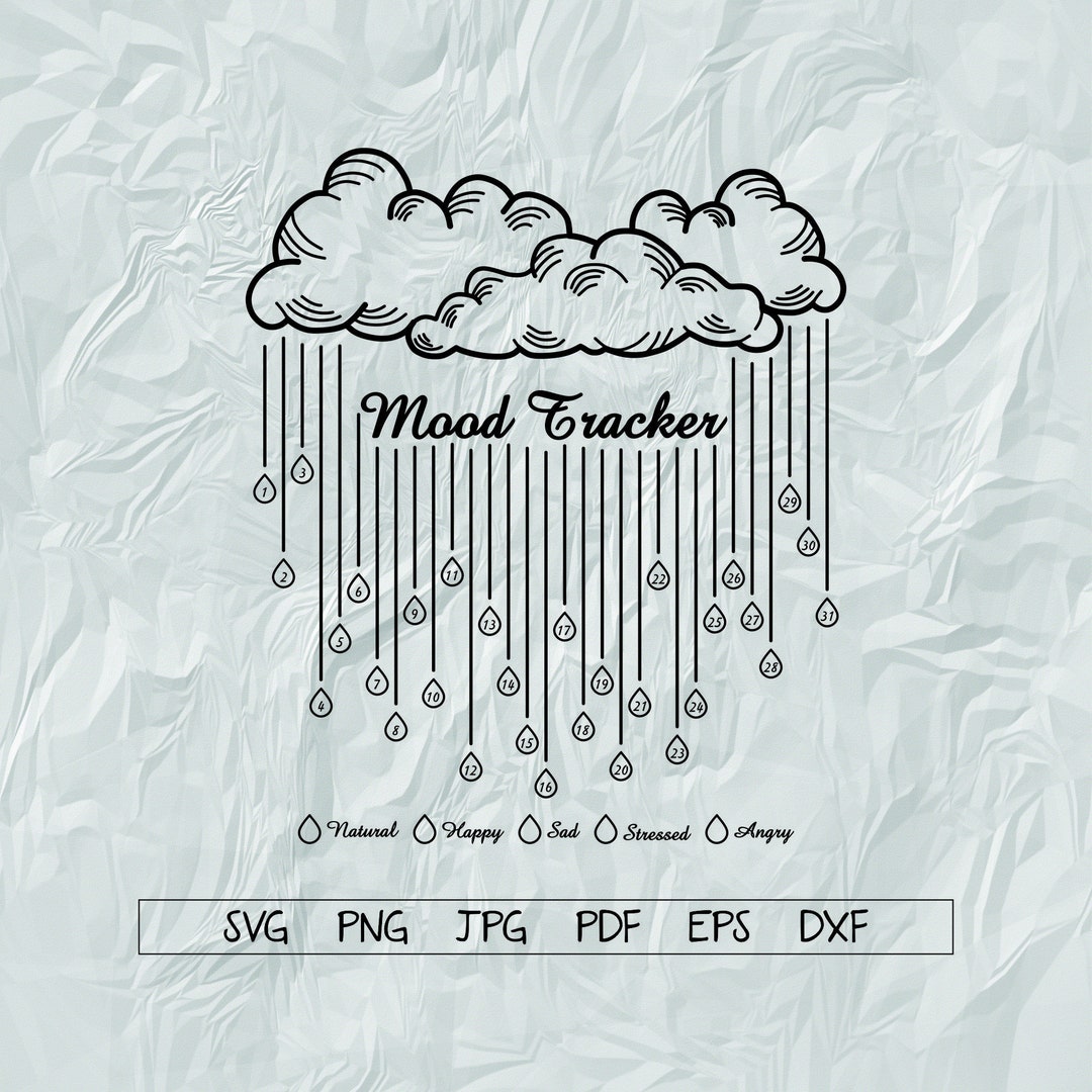 Mood Tracker Printable, Monthly Mood Planner, Cloud Design, Mood ...