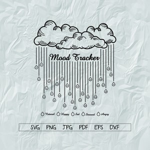 Mood Tracker Printable, Monthly Mood Planner, Cloud Design, Mood ...