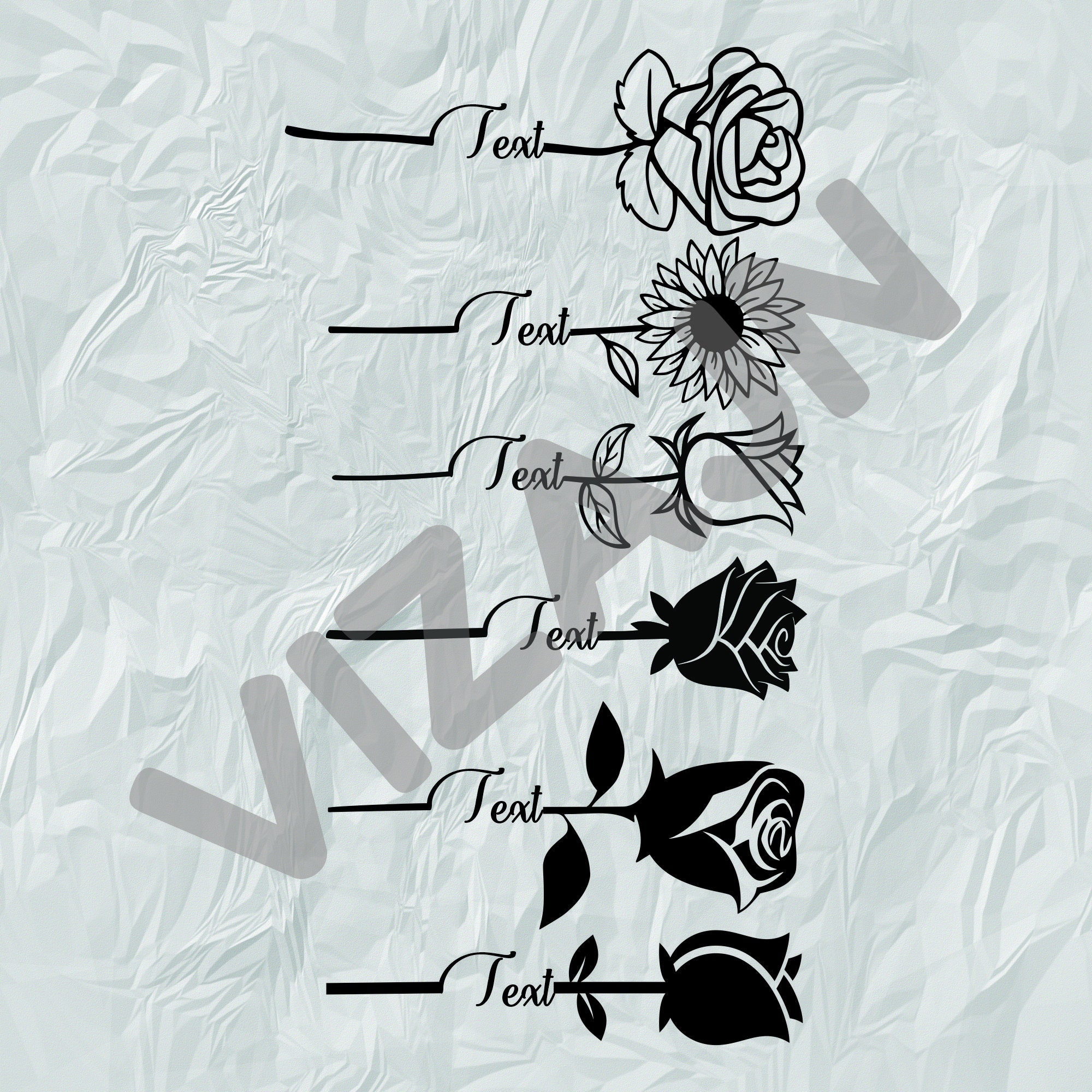 Flowers With Text Svg, Editable Rose File, Flower Bundle, Rose Svg ...