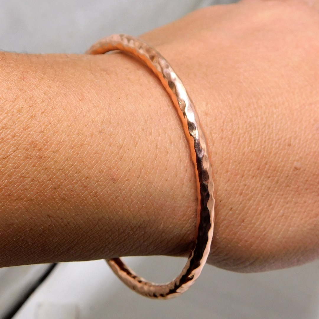 Hammered Pure Copper Bangle: Solid Copper Bracelet, Arthritis Relief - Etsy