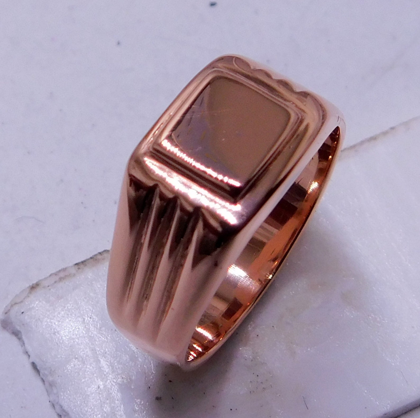 Signet Copper Ring mens Pure Copper Square Ring solid Copper - Etsy