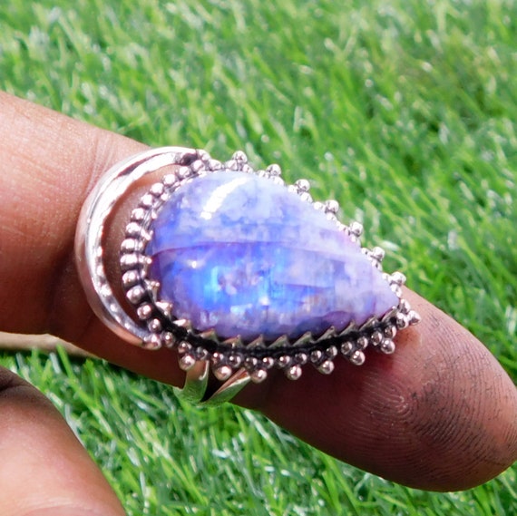 Rainbow moonstone ring etsy store