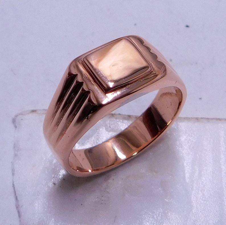 Signet Copper Ring mens Pure Copper Square Ring solid Copper - Etsy