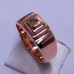 Step Squire Copper Signet Ring , Solid Copper Rings for Men , Unisex ...