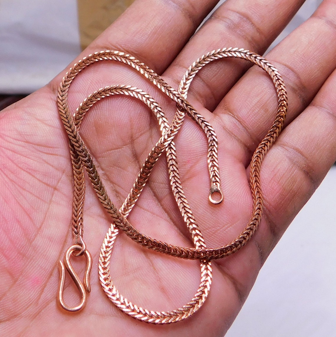 Red Copper Chain Necklace/ Pure Copper Wheat Chain/ Solid - Etsy