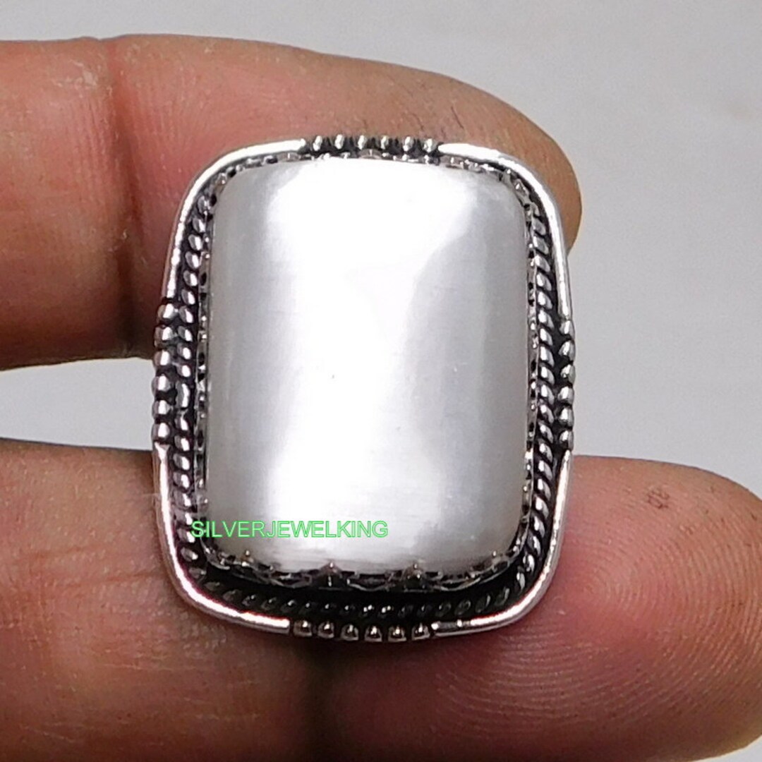 Genuine Selenite Gemstone Ring*sterling Silver Ring* White Ring ...