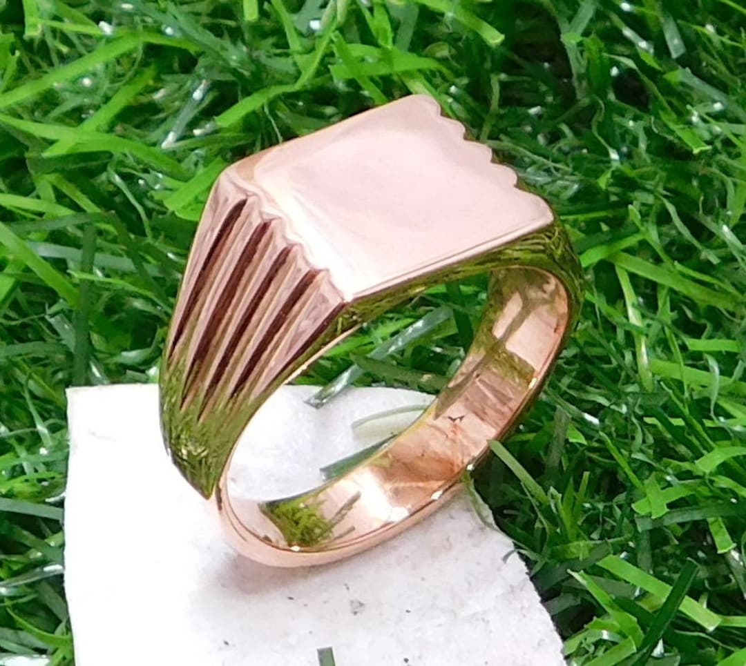 Pure Copper Signet Ring , Men's Copper Square Signet Ring ,solid Copper ...