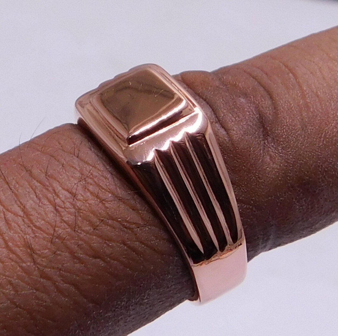 Signet Copper Ring mens Pure Copper Square Ring solid Copper - Etsy