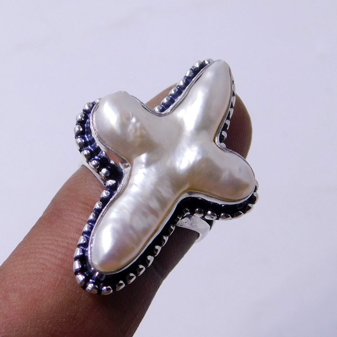 Natural Biwa Pearl Ring 925 Sterling Silver Ring Handmade Silver Ring ...