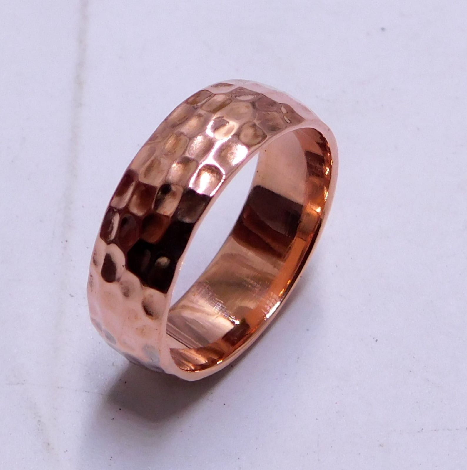 Hammered Copper Band Ring: Pure Copper Jewelry - Etsy