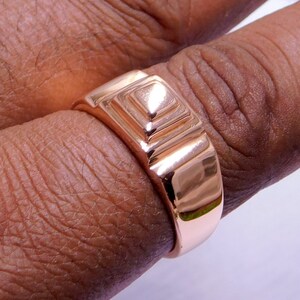 Step Squire Copper Signet Ring , Solid Copper Rings for Men , Unisex ...