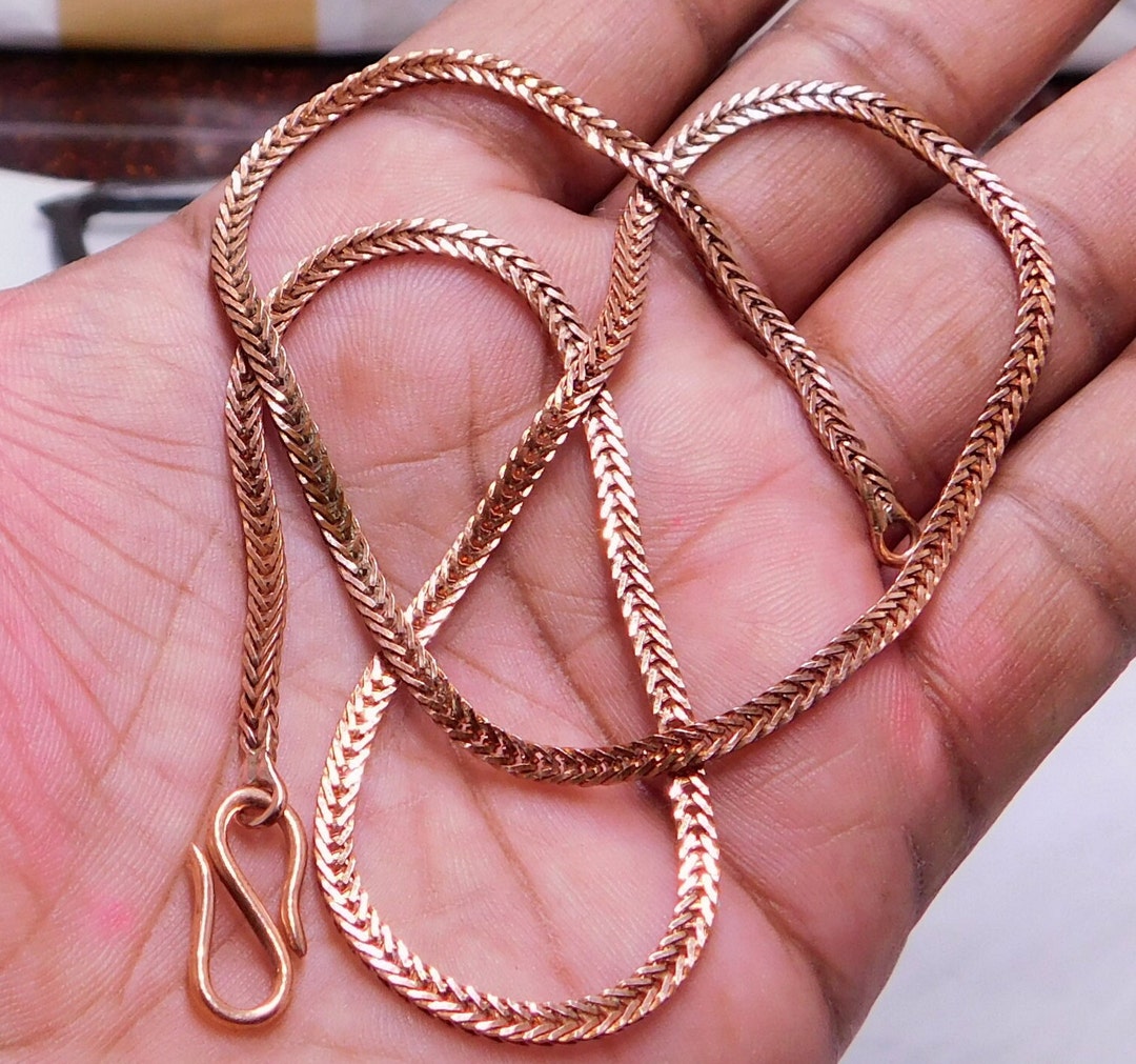 Red Copper Chain Necklace/ Pure Copper Wheat Chain/ Solid Copper ...