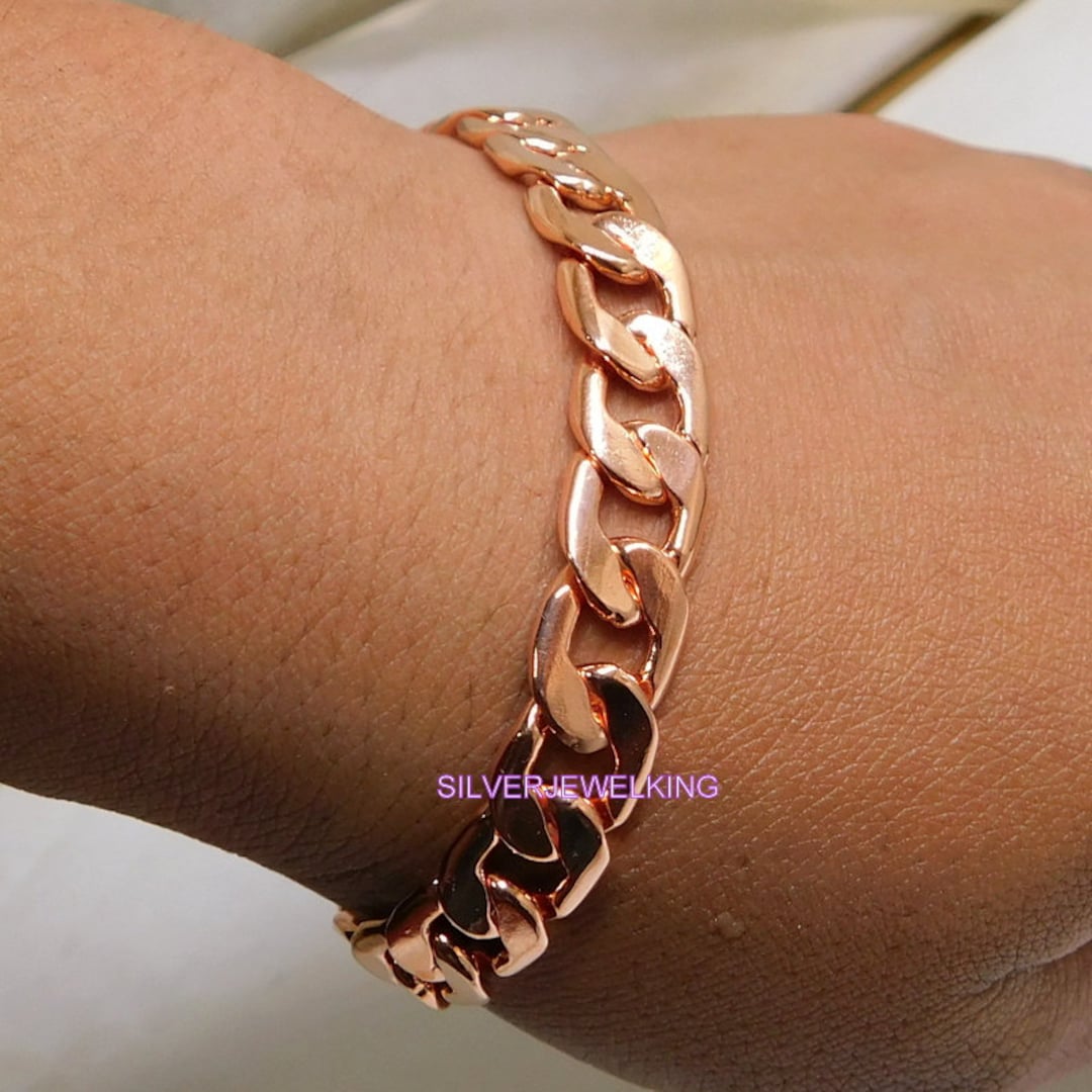 Pure Copper Curb Chain Bracelets, Handmade Solid , Lobster Clasps ...