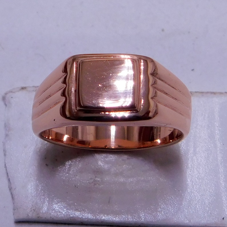 Signet Copper Ring mens Pure Copper Square Ring solid Copper - Etsy