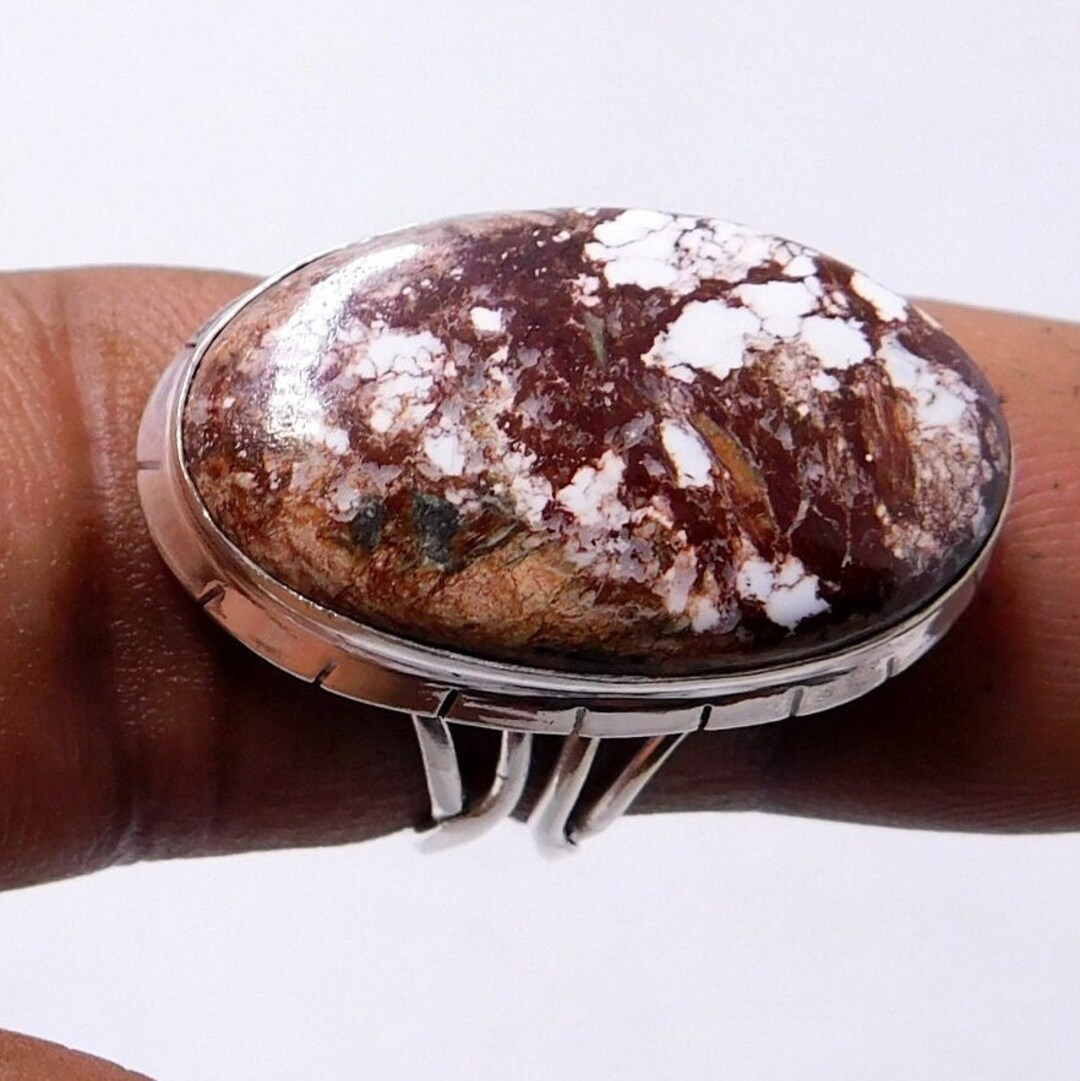 American Wild Horse Magnesite Ring: Handmade Sterling Silver Gemstone ...