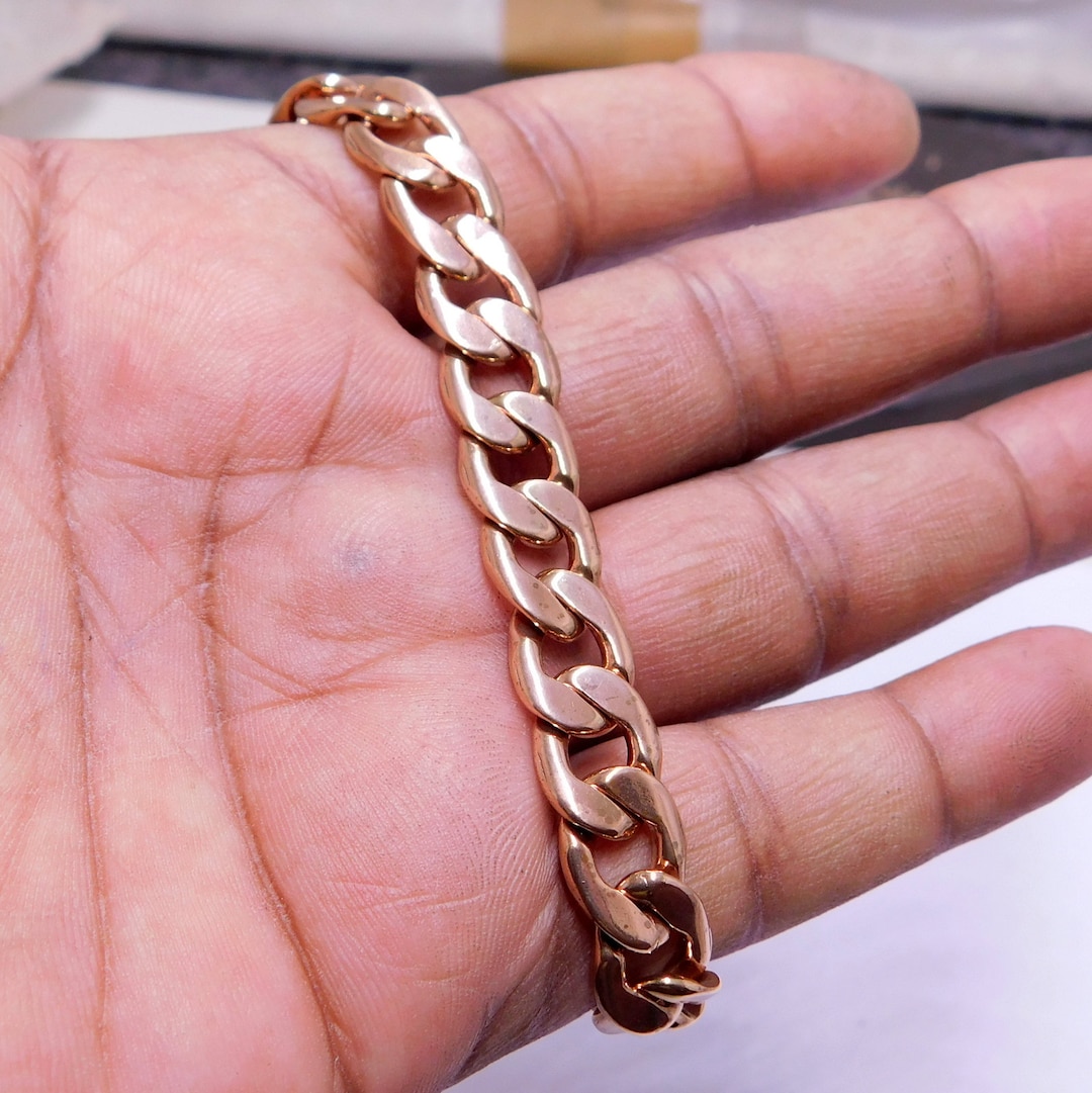 Pure Copper Curb Chain Bracelets, Handmade Solid Copper Chain Antique ...