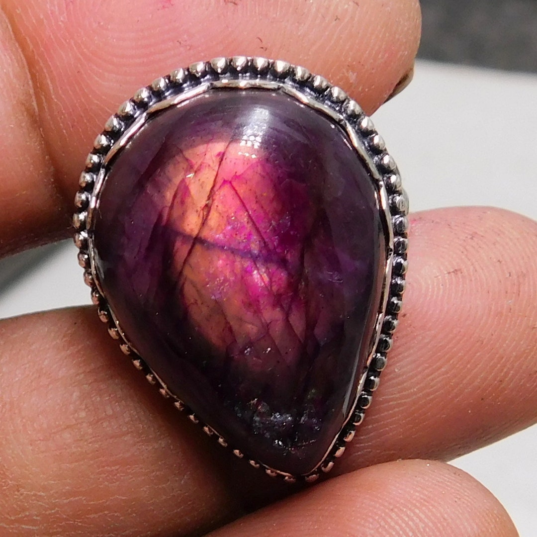 Teardrop Purple Labradorite Ring Natural Labradorite Ring - Etsy