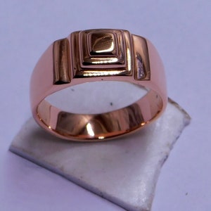 Step Squire Copper Signet Ring , Solid Copper Rings for Men , Unisex ...
