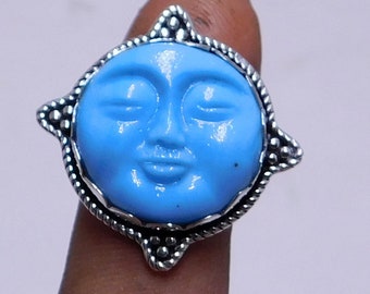 Oxidized Sterling Silver Human Face Ring - Artisan Statement Jewelry - Etsy