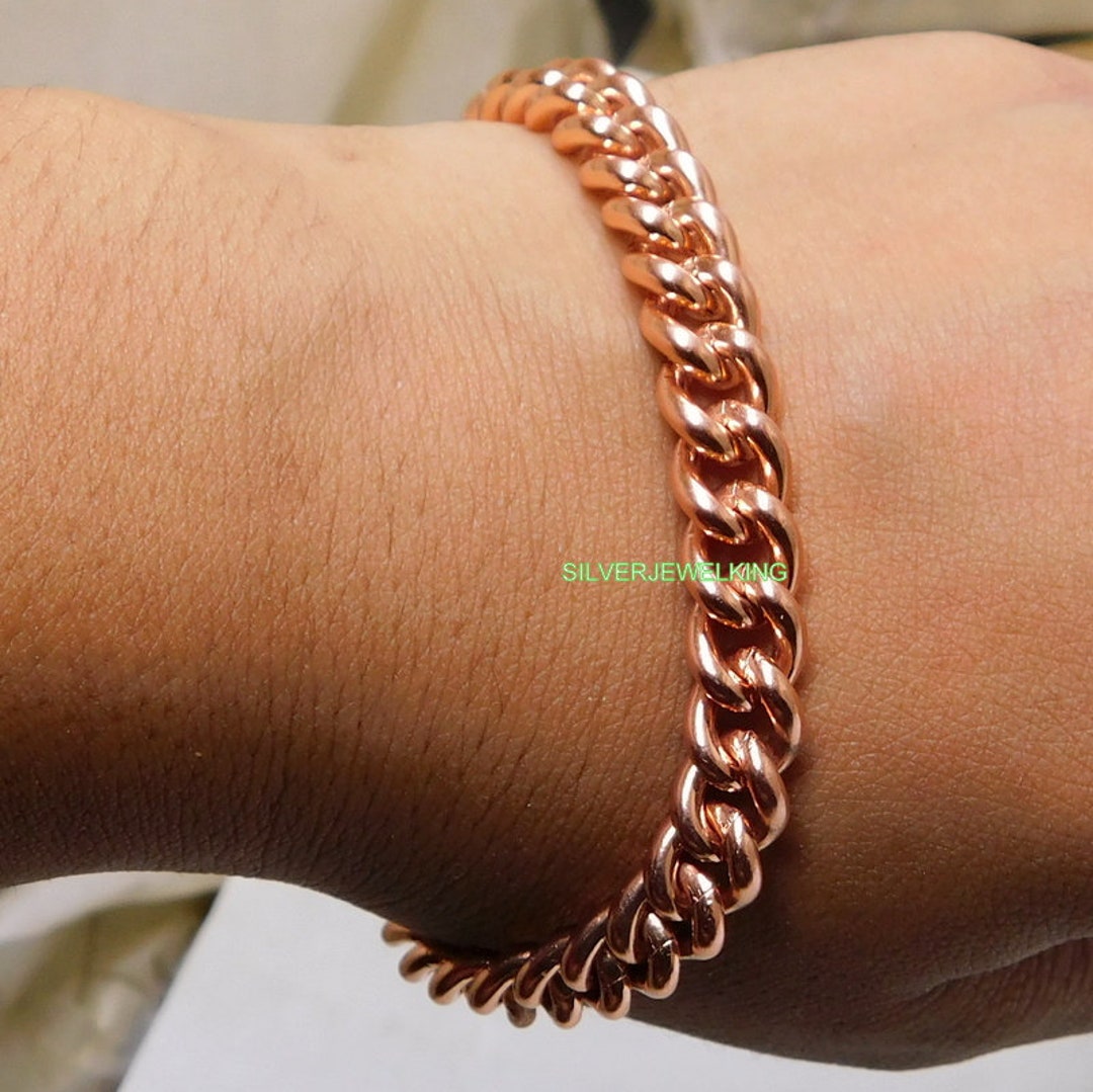 Pure Copper Cuban Heavy Link Bracelet Thick Bracelet,figaro Chain Link ...