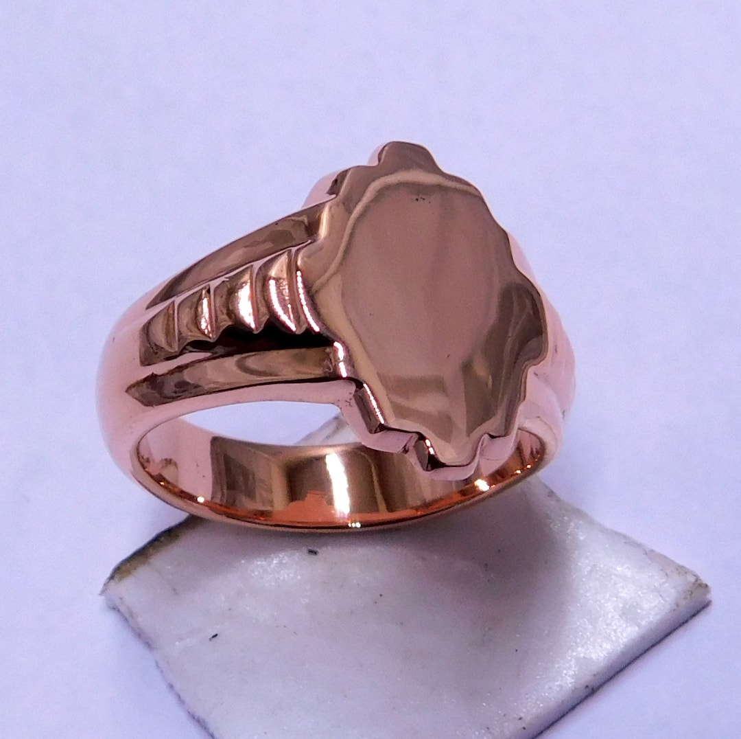 FANCY Copper Signet Ring , Solid Copper Rings for Men , Unisex Band ...