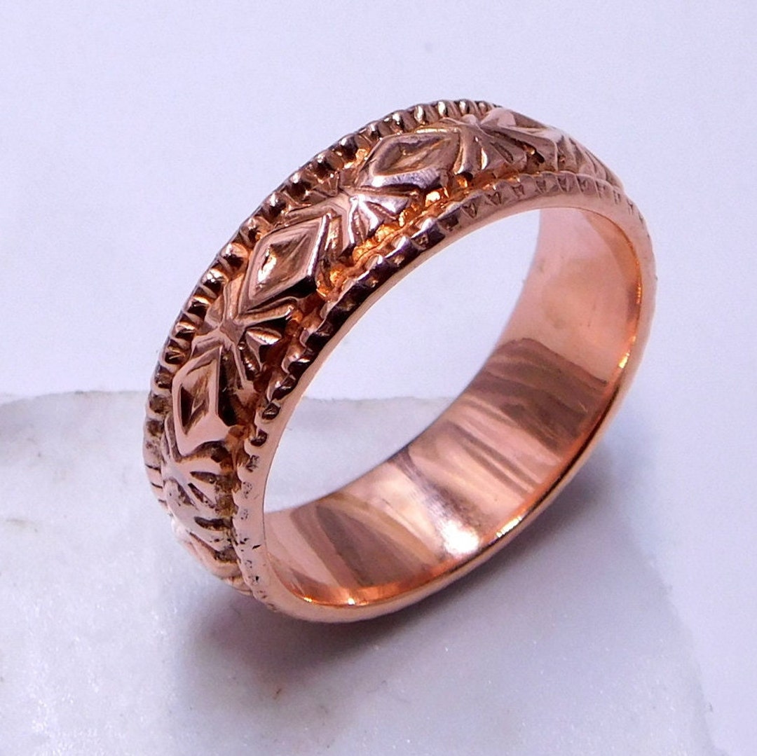 Pure Copper Wedding Band, Copper Wood Ring, Wide Ring Wide Thumb Ring ...