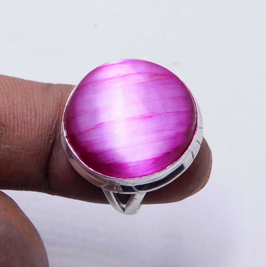 Natural Pink Selenite Gemstone Ringsterling Silver Ringselenite Crystal ...