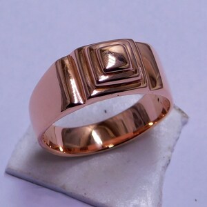 Step Squire Copper Signet Ring , Solid Copper Rings for Men , Unisex ...