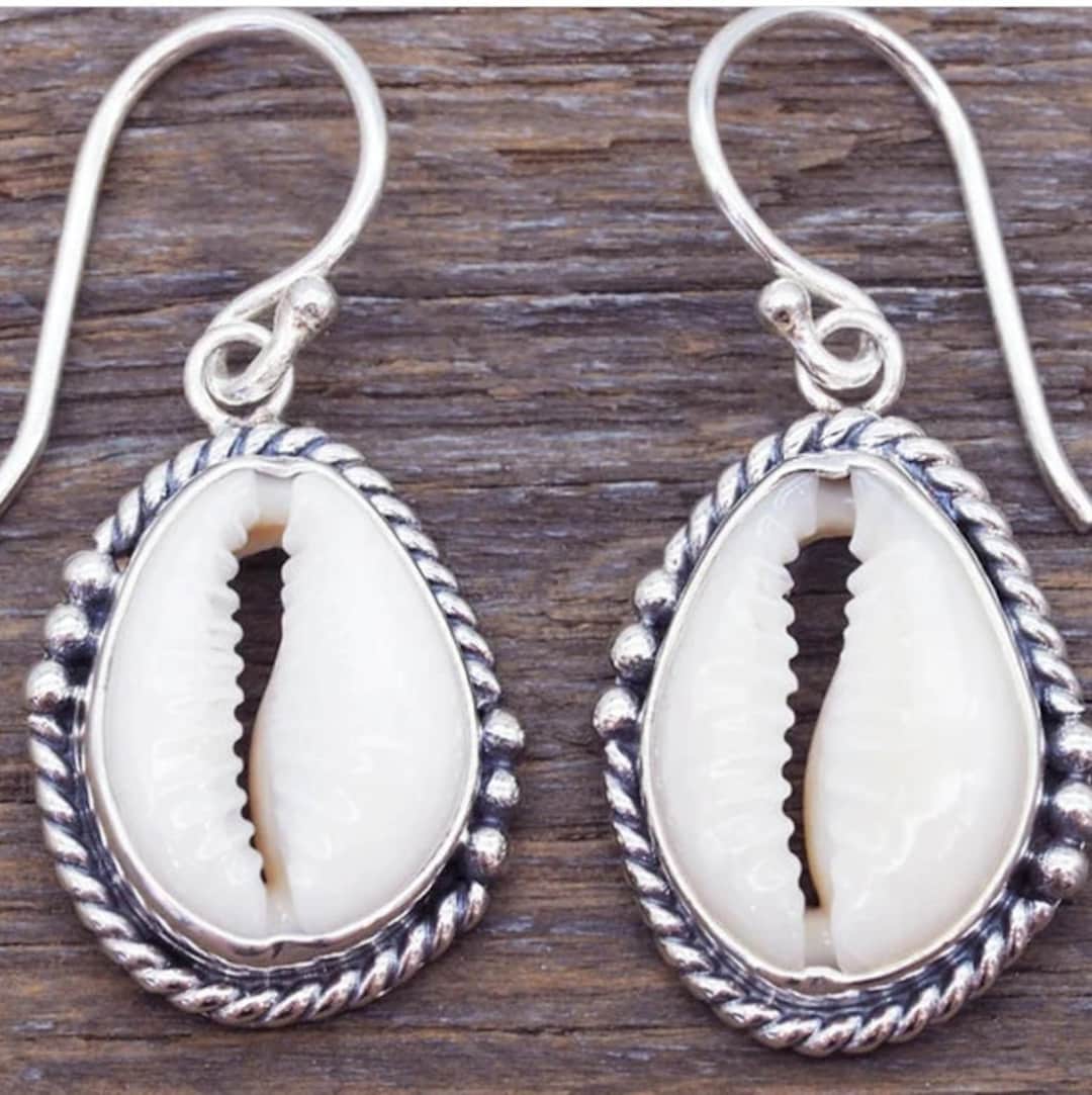 Cowrie Shell Earring, African Cowry Sterling Silver Earring, Money ...