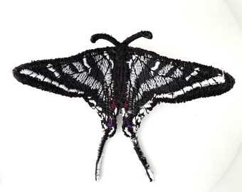 ZEBRA SWALLOWTAIL BUTTERFLY & Flowers Machine Embroidery Quilt Blocks ...