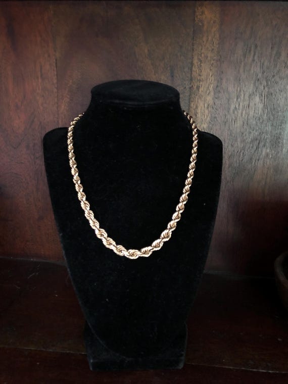 12K GF Graduated Rope Chain Necklace and Bracelet Vin… - Gem
